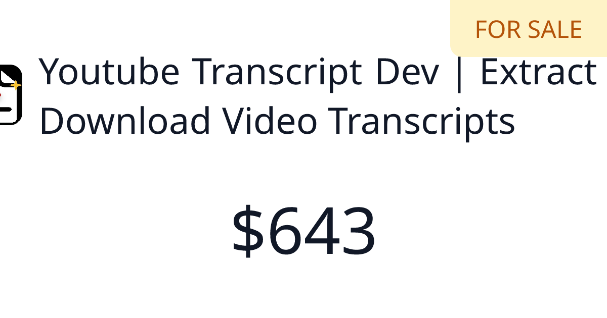 Youtube Transcript Dev | Extract & Download Video Transcripts - $183 ...